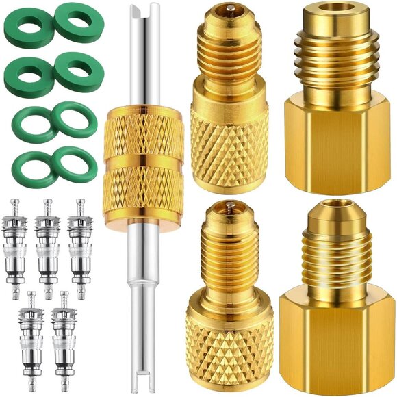 Other | 17 Pcs R134a Brass Refrigerant Tank Adapter 14 To 12 R134a ...